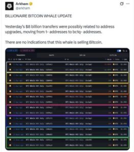 Arkham Bitcoin Whale Security Upgrade: $8.6 B Wallet Transfer